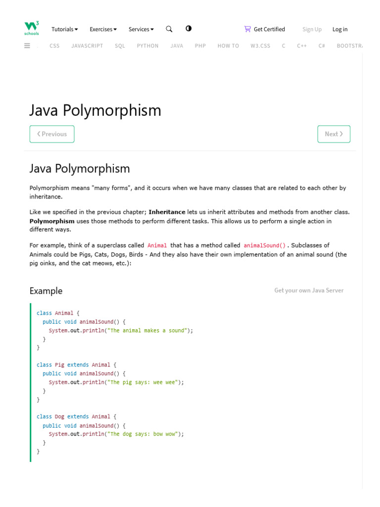 Java Polymorphism | PDF | Inheritance (Object Oriented Programming) | Class (Computer Programming)