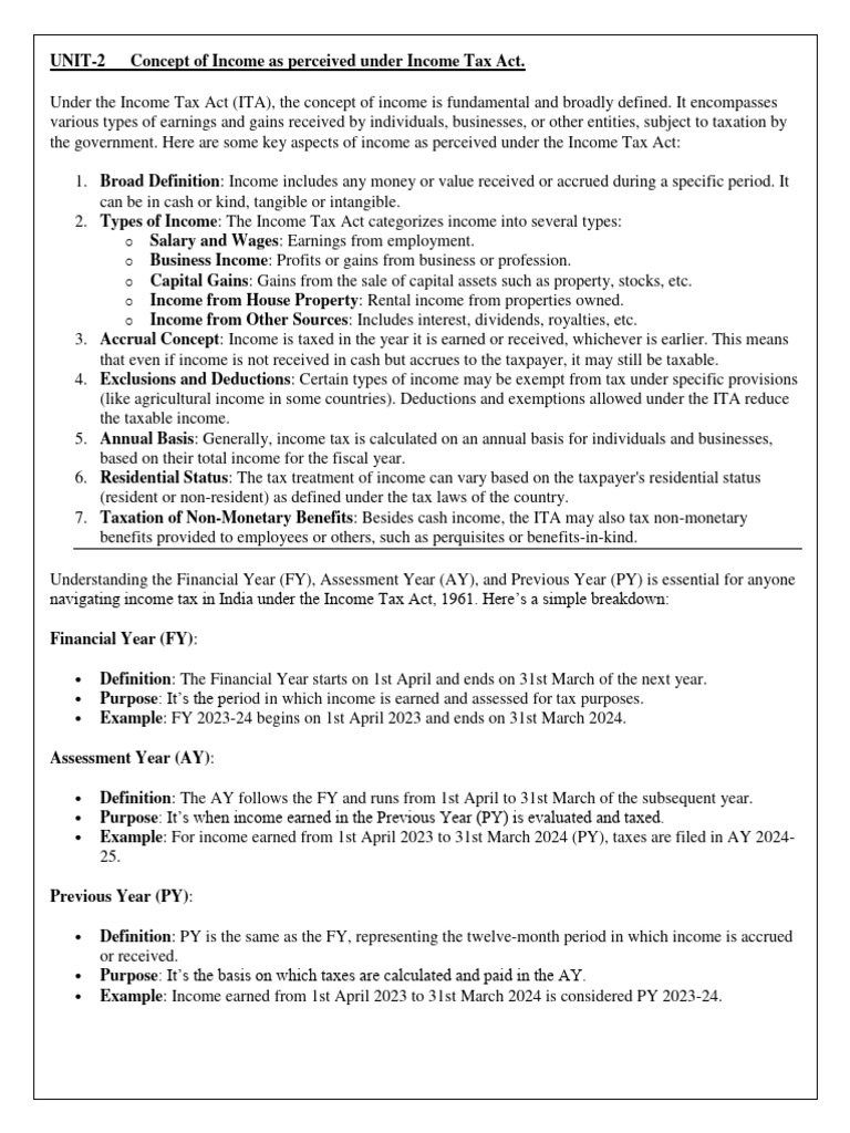 Unit 2 | PDF | Income | Income Tax