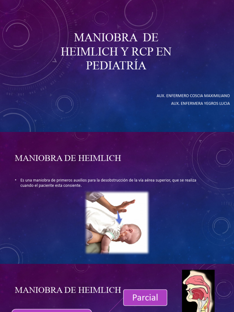 Maniobra de Heimlich y RCP en Pediatría | PDF | Reanimación cardiopulmonar | Sistema cardiovascular