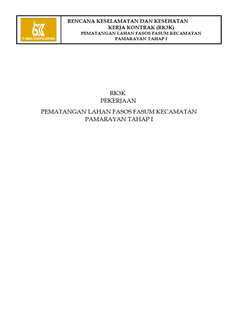 Rencana Keselamatan Konstruksi RK3K | PDF