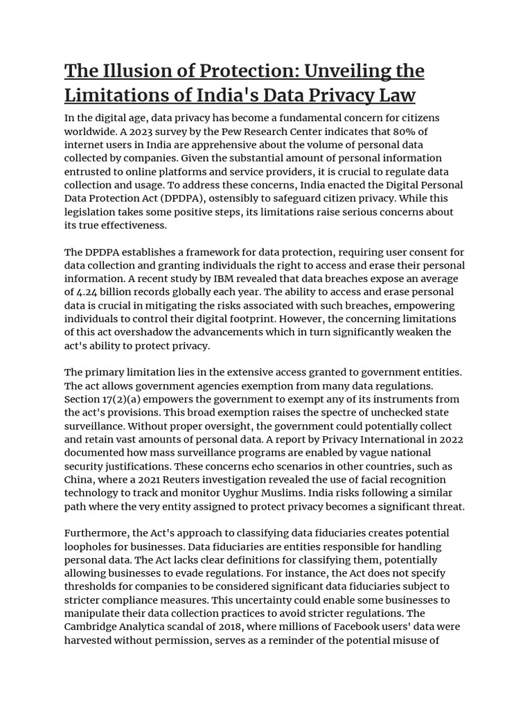 The Illusion of Protection - Unveiling The Limitations of India's Data ... The Illusion of Protection - Unveiling The Limitations of India's Data ...