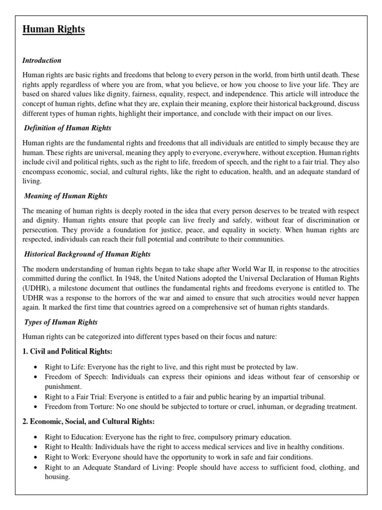 Human Rights Unit 1 Notes | PDF | Human Rights | Justice