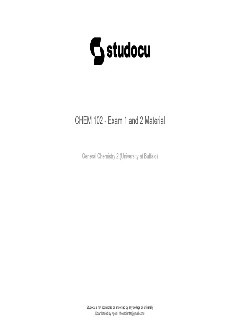 Chem 102 Exam 1 & 2 Overview | PDF