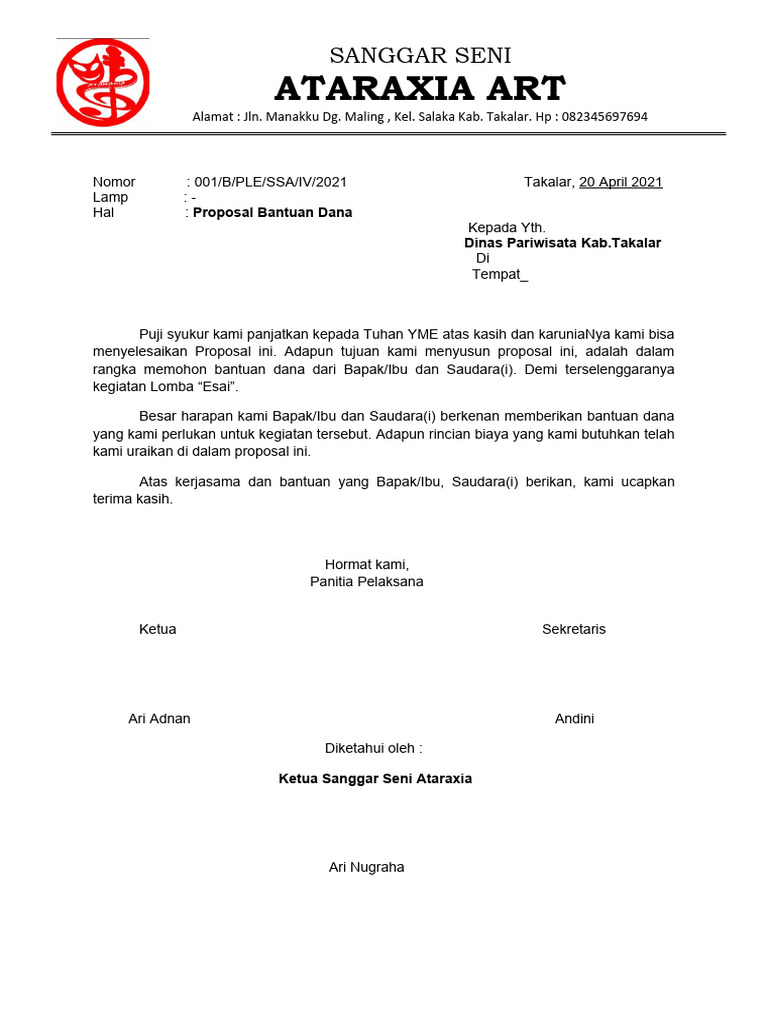 001 Proposal Kegiatan Lomba Esai Pariwisata | PDF