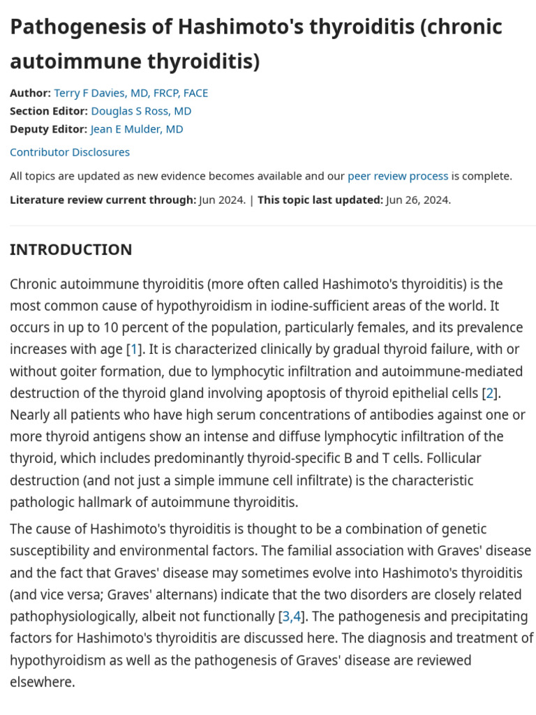Pathogenesis of Hashimoto Thyroiditis | PDF | Hypothyroidism | Thyroid