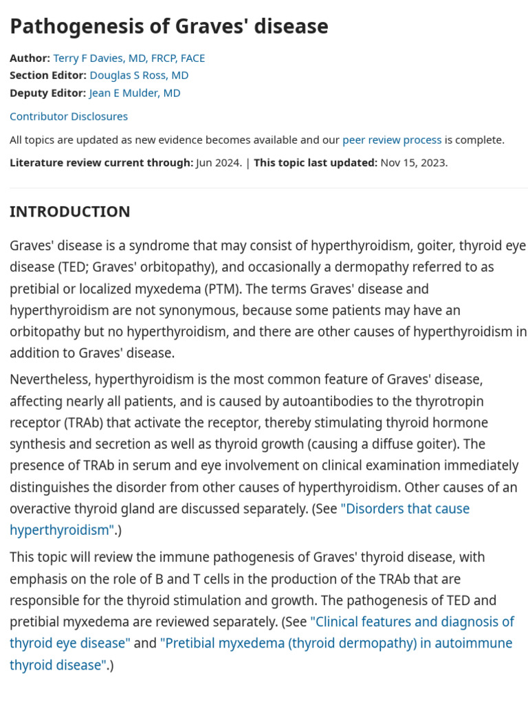 Pathogenesis of Graves Disease | PDF | T Helper Cell | Thyroid ...