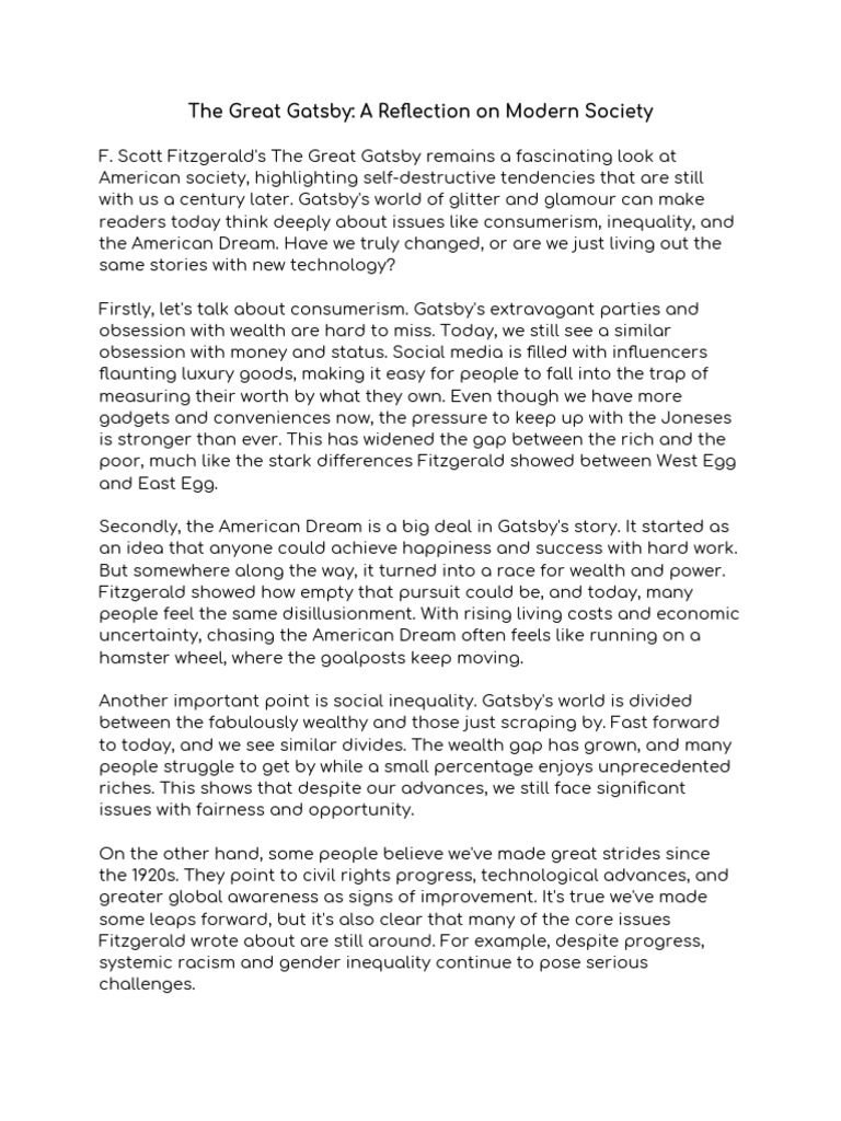 The Great Gatsby Project | PDF | The Great Gatsby | American Dream