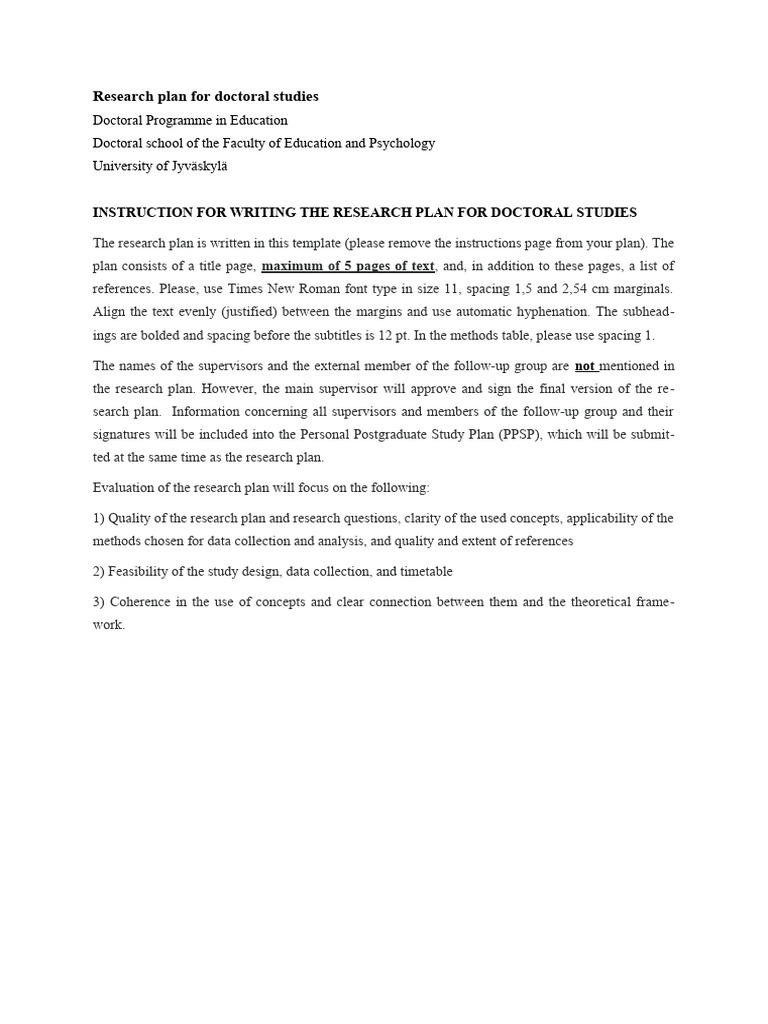 KASTO - Template For Research Plan | PDF | Methodology | Thesis