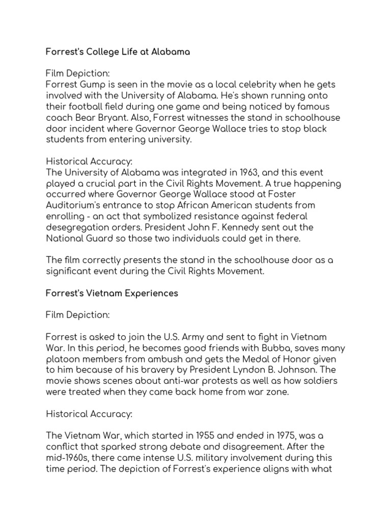 Historical Accuracy in Forrest Gump | PDF | History