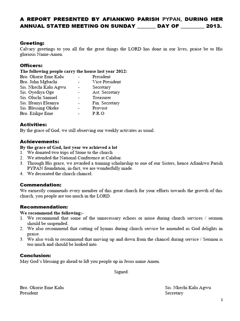 A Report Presented by Afiankwo Parish Pypan | PDF