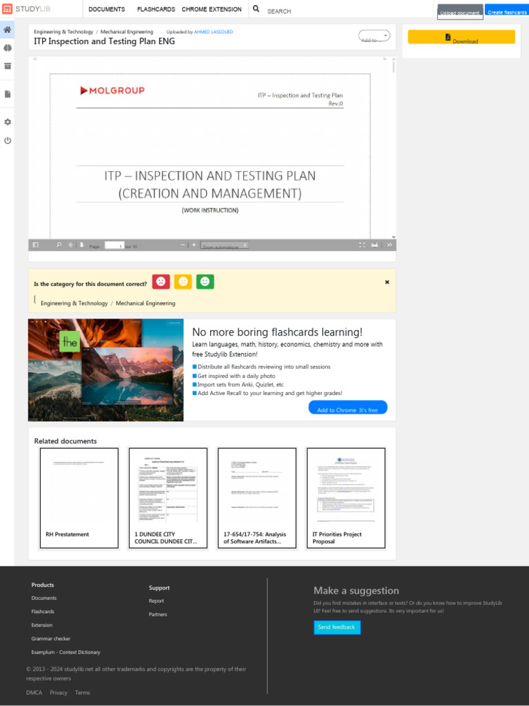 ITP Inspection and Testing Plan ENG | PDF | Flashcard | Computing