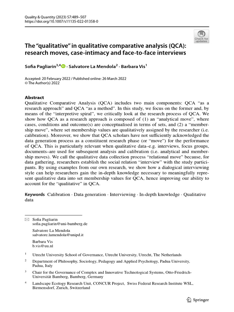 The "Qualitative" in Qualitative Comparative Analysis (QCA) Research ...