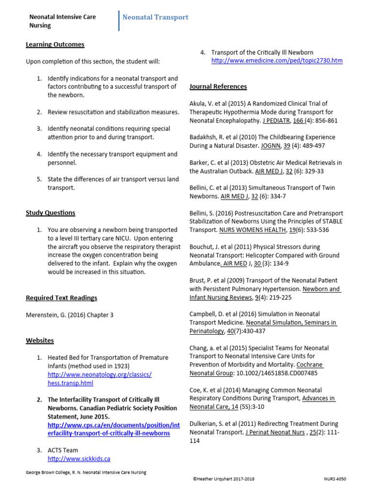 02 Neonatal Transport2017 | PDF | Neonatal Intensive Care Unit ...