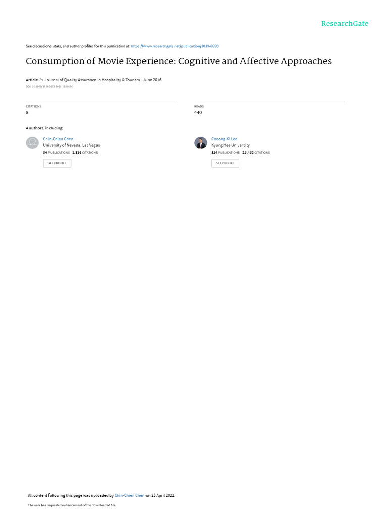 Consumption of Movie Experience Cognitive and Affective Approaches ...