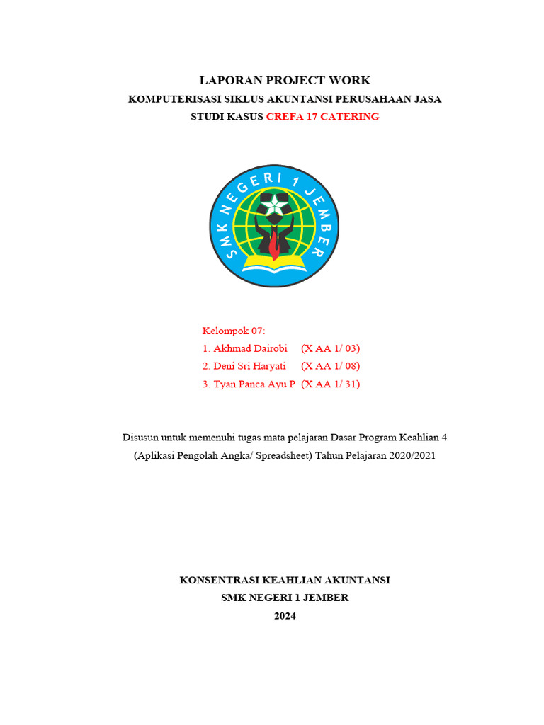 FORMAT LAPORAN PROJECT WORK SPREADSHEET | PDF