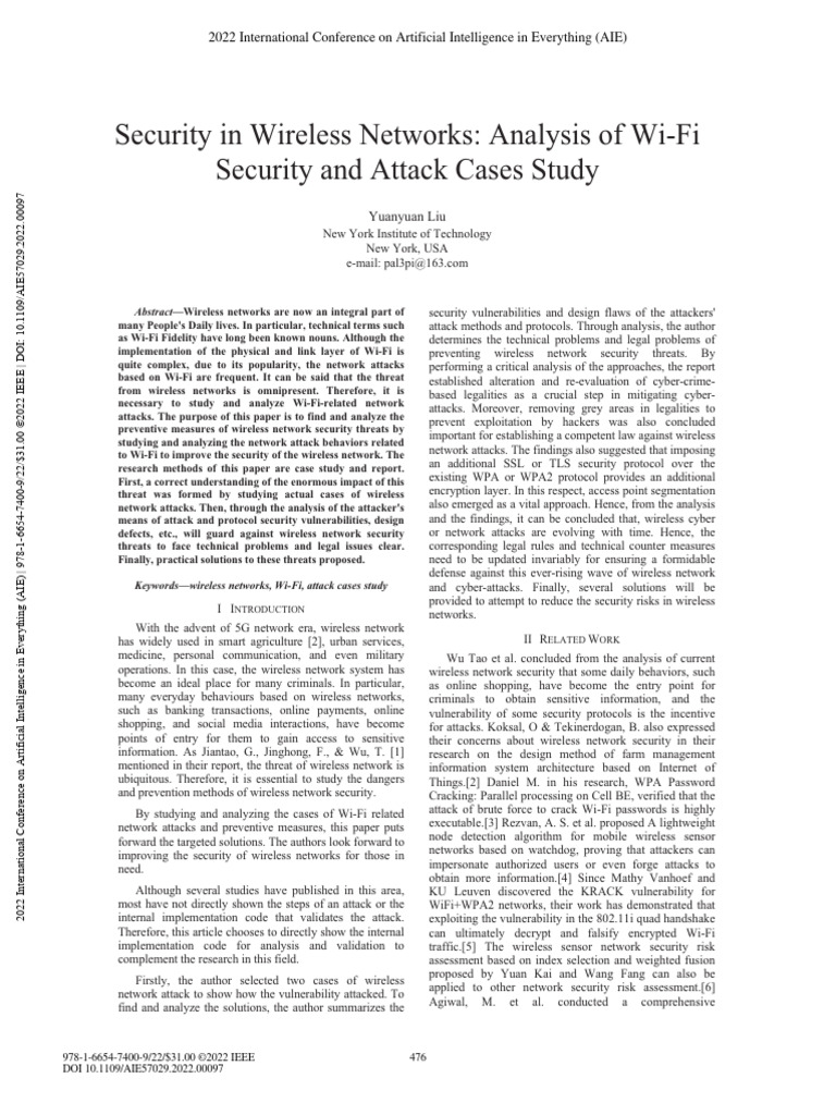A5 - Security in Wireless Networks - Analysis of WiFi Security and ...