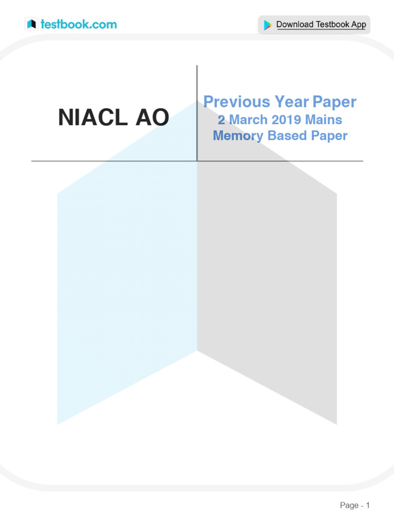 NIACL AO 2 March 2019 Mains Memory Based Paper | PDF | Insurance | Life ...