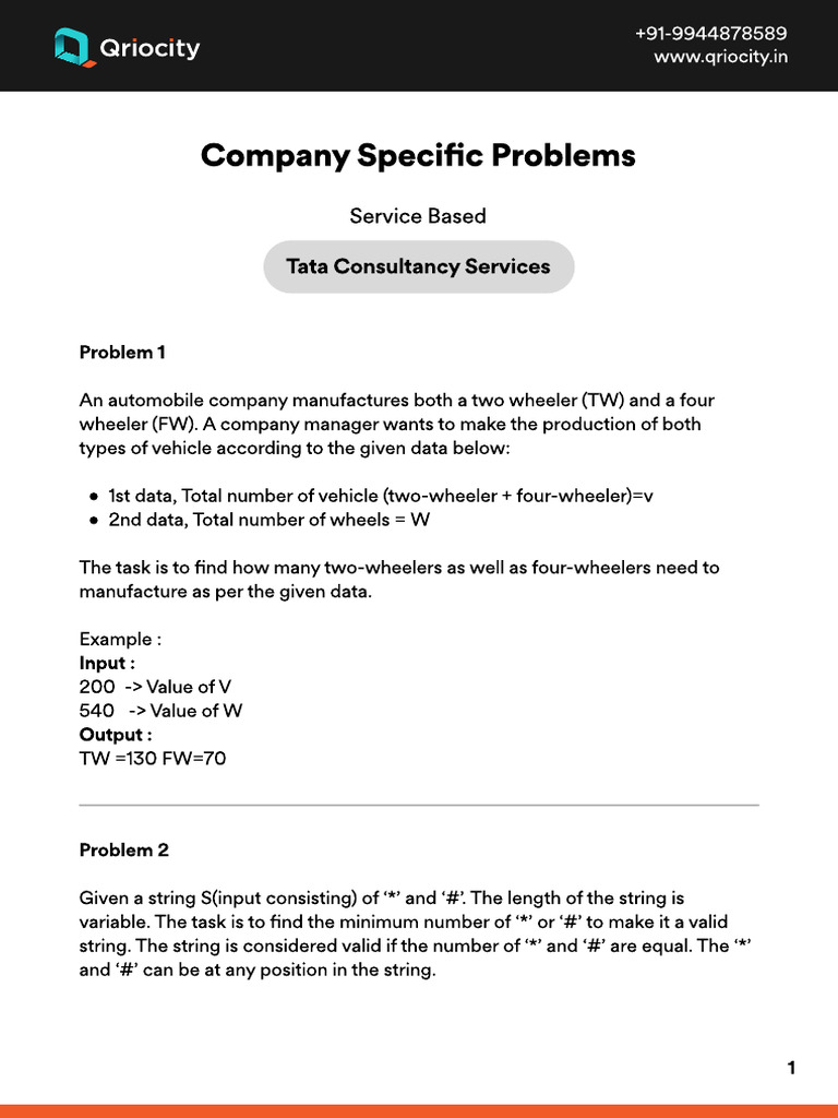 TCS Service-Based Problem Solutions | PDF | String (Computer Science) | Matrix (Mathematics)