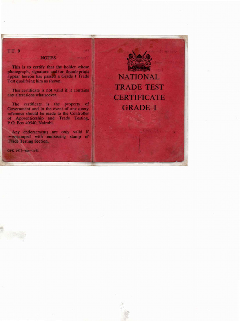 National Trade Test Cert | PDF