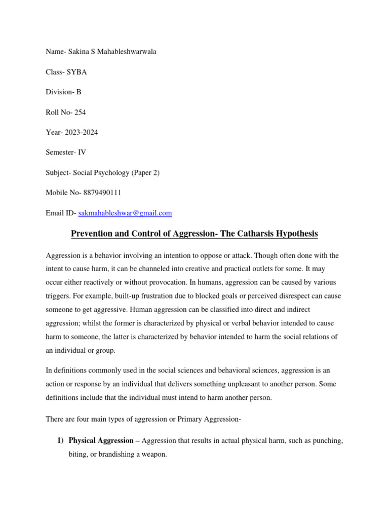 Social Psychology Assignment | PDF | Aggression | Anger Social Psychology Assignment | PDF | Aggression | Anger