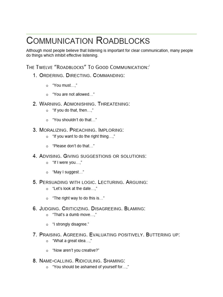 12 Communication Roadblocks | PDF