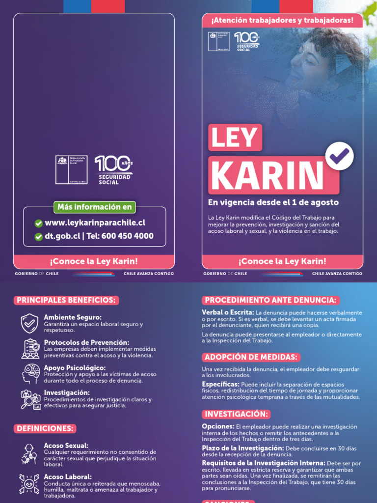 Diptico Ley Karin Trabajadores Web | PDF | Acoso sexual | Violencia