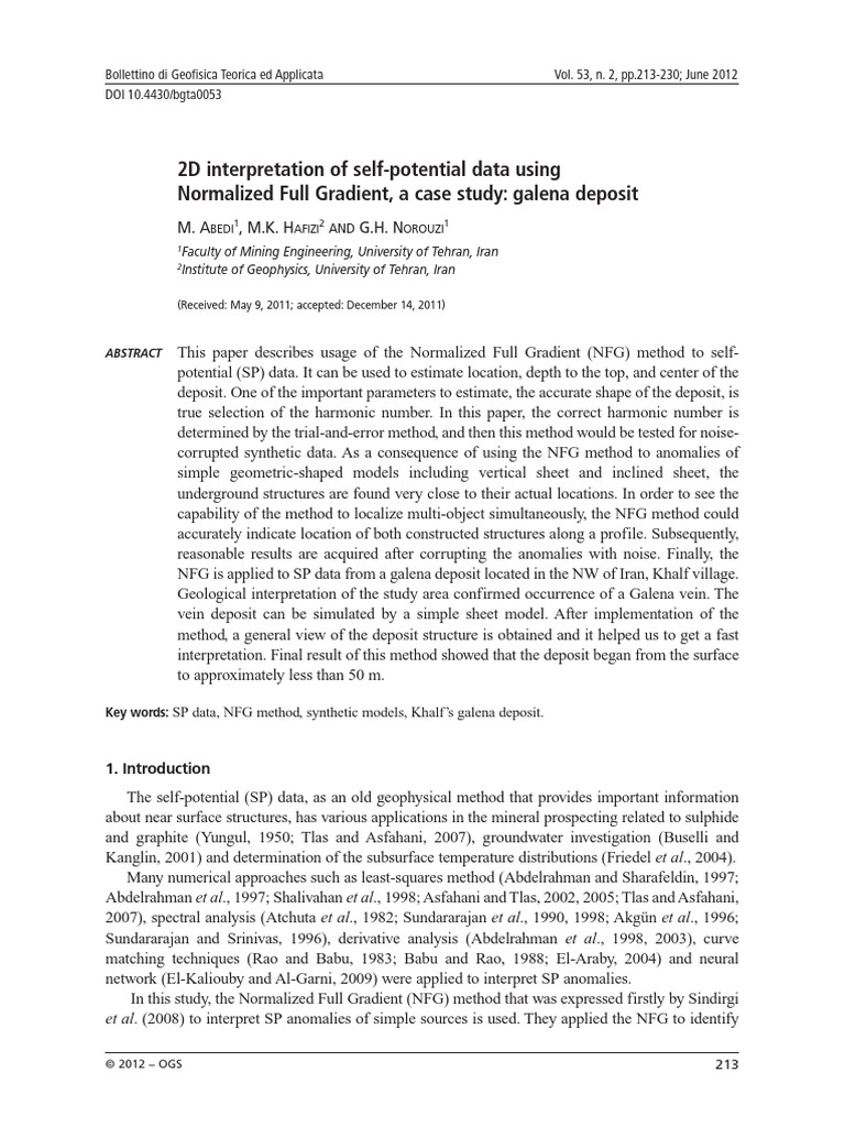 2D Interpretation of Self-Potential Data Using Normalized Full Gradient ...