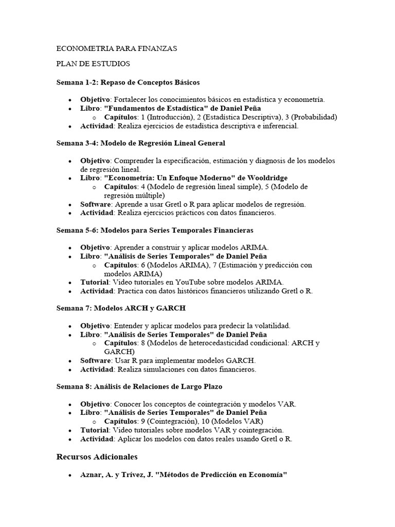 Econometria Para Finanzas Pdf Econometría Estadísticas