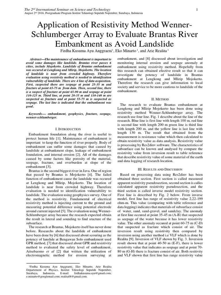 Application of Resistivity Method Wenner-Schlumberger Array To Evaluate ...