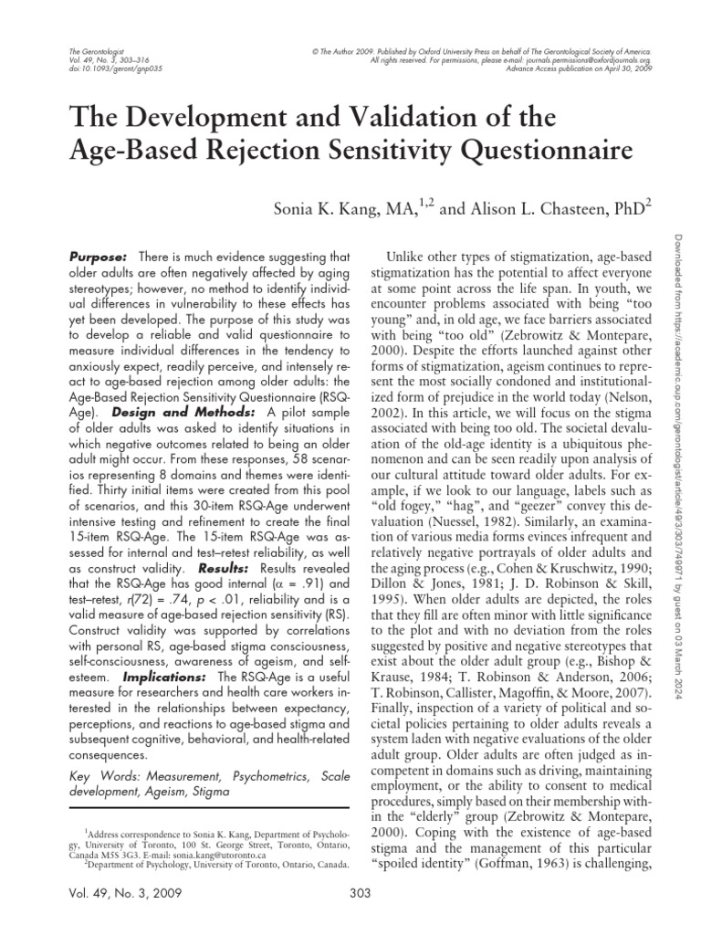 The Development and Validation of the Age-Based Rejection Sensitivity ...