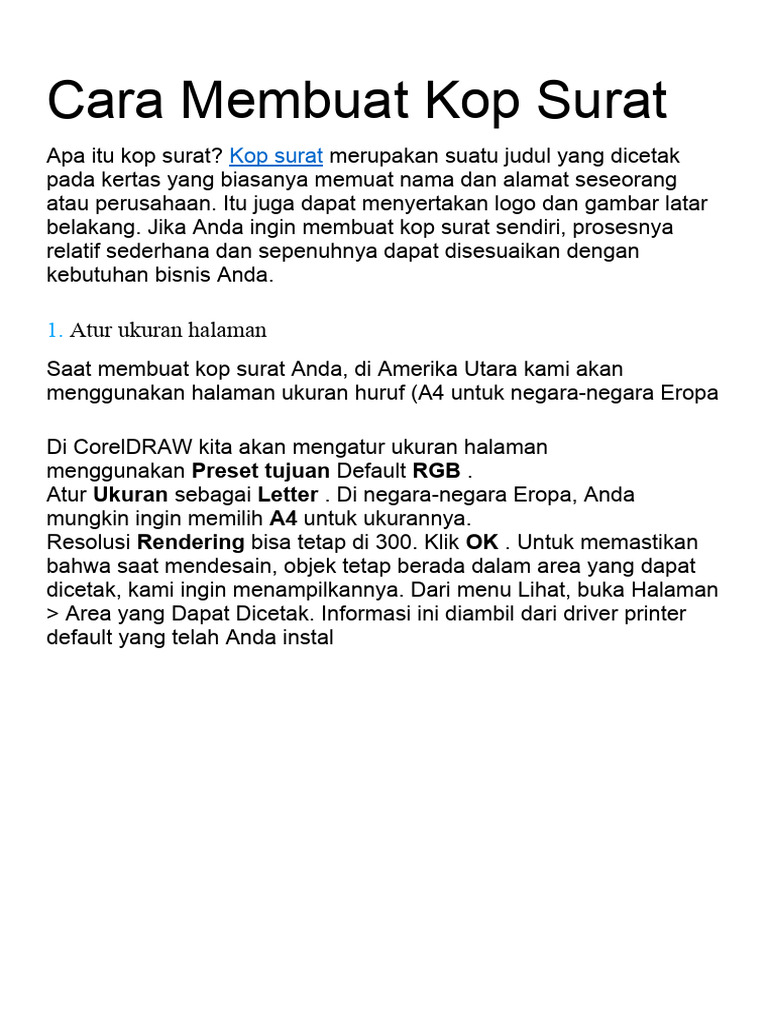 Cara Membuat Kop Surat | PDF