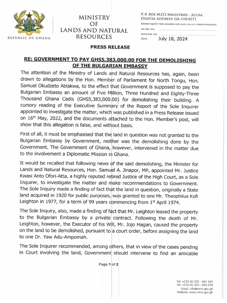 Bulgarian Embassy Press Release Jul 18 2024 | PDF
