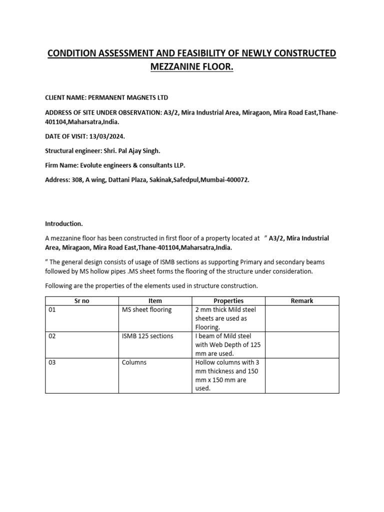 Condition Assesment of PML 23032024 | PDF | Beam (Structure) | Column