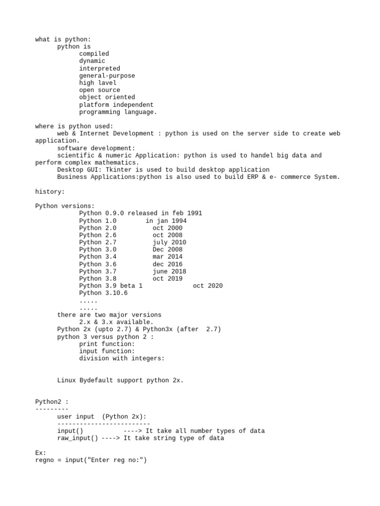 Python Day 1 & 2 | PDF | Python (Programming Language) | Application Software