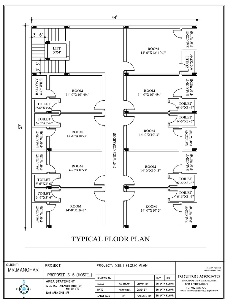 Hostel-60'x75' Typical Floor - 1 | PDF