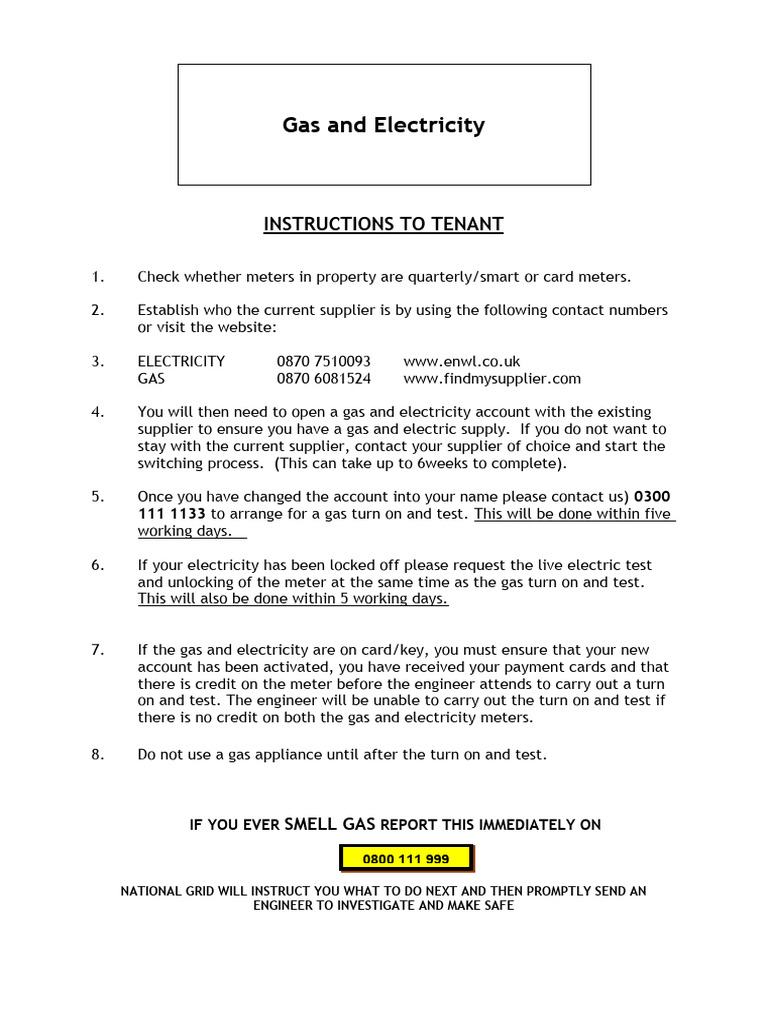 4.5 Gas & Electricity Instructions | PDF | Kitchen Stove