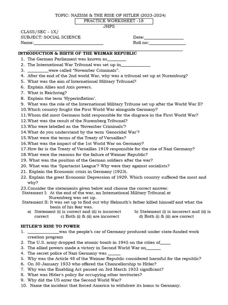 PWS 18 - Nazism | PDF | Weimar Republic | Nazi Germany