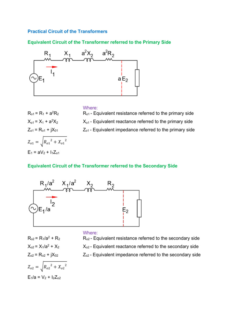 Practical Circuit of The Transformers | PDF | Electrical Impedance | Transformer