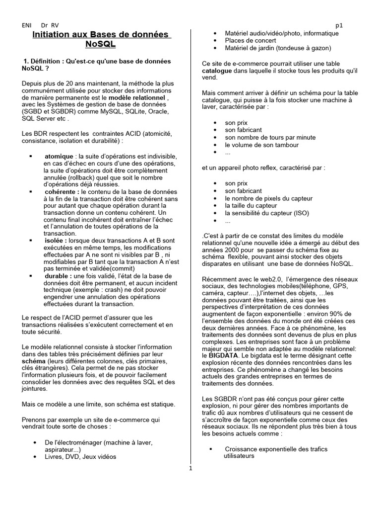 Introduction aux Bases de données NoSQL | PDF | MongoDB | Gestion ...