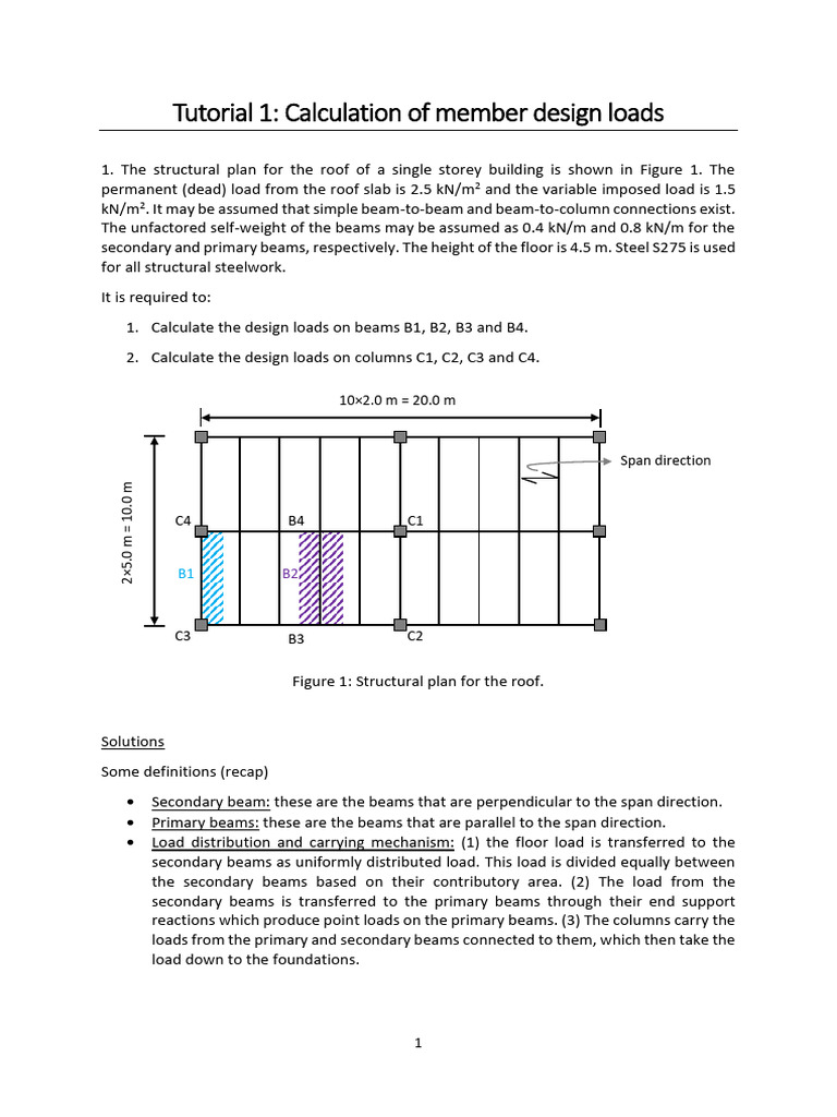 01 Calculation of Member Design Loads | PDF | Beam (Structure) | Column