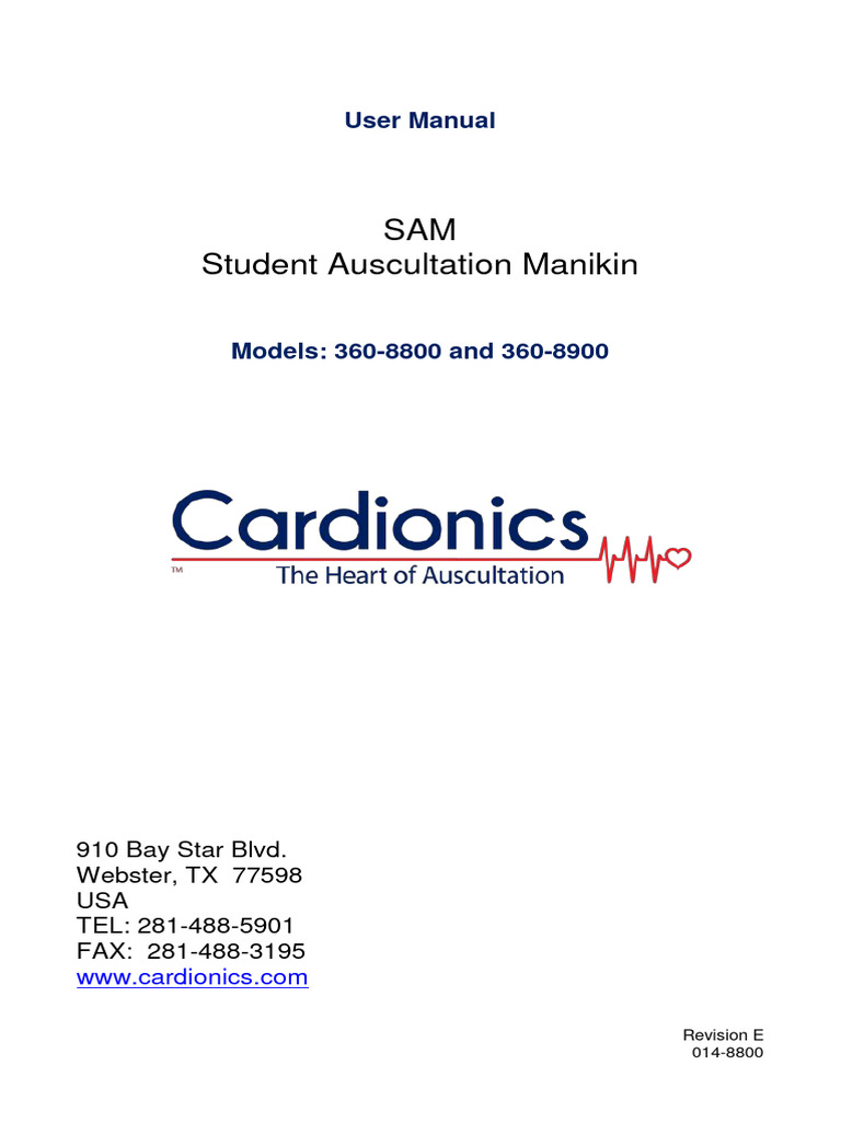 SAM Student Auscultation Manikin: User Manual | PDF | Icon (Computing ...