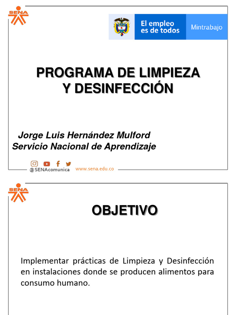 Programa de Limpieza y Desinfección | PDF | Detergente | Agua