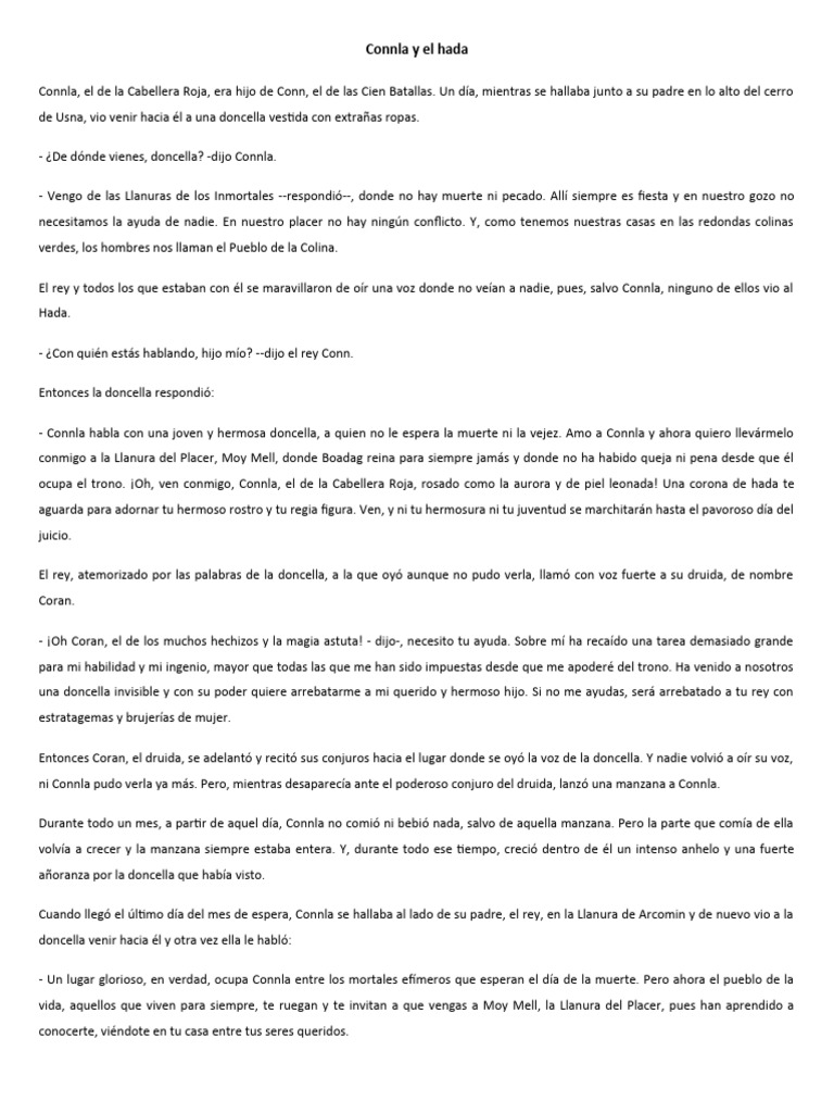 Connla y el Hada: Mito Irlandés | PDF | Historia | Clásicos