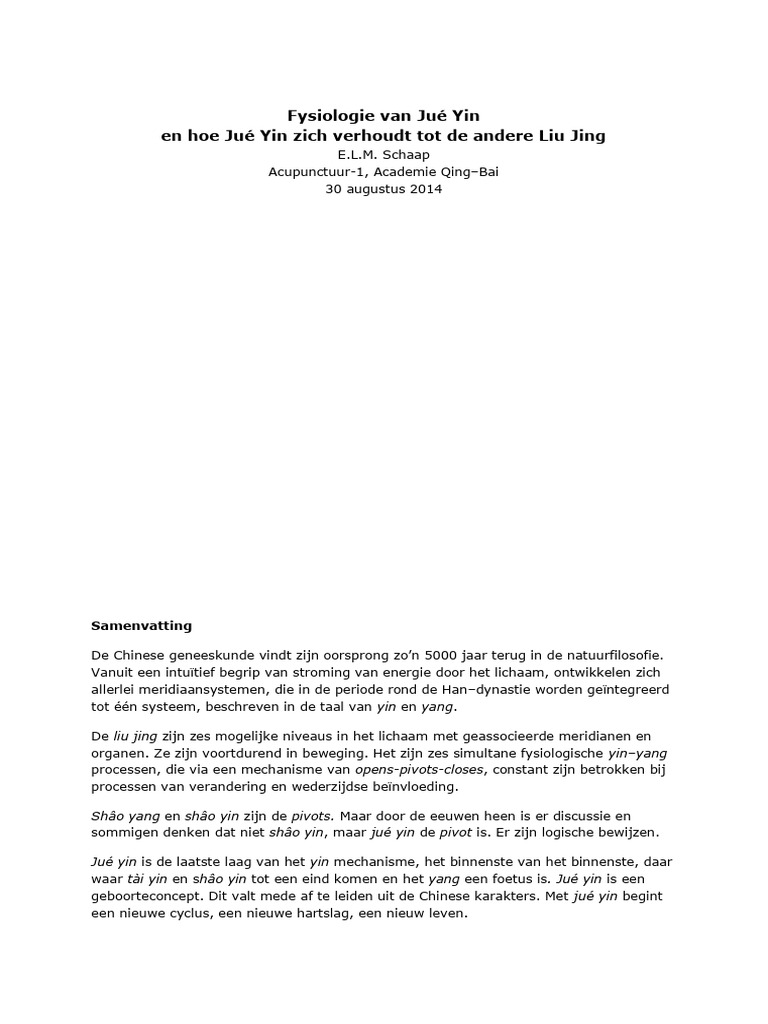 Fysiologie Van Jue Yin Els Schaap - Kopie | PDF