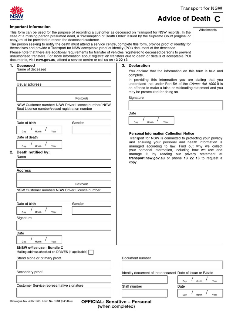 Advice of Death | PDF | Identity Document | Government