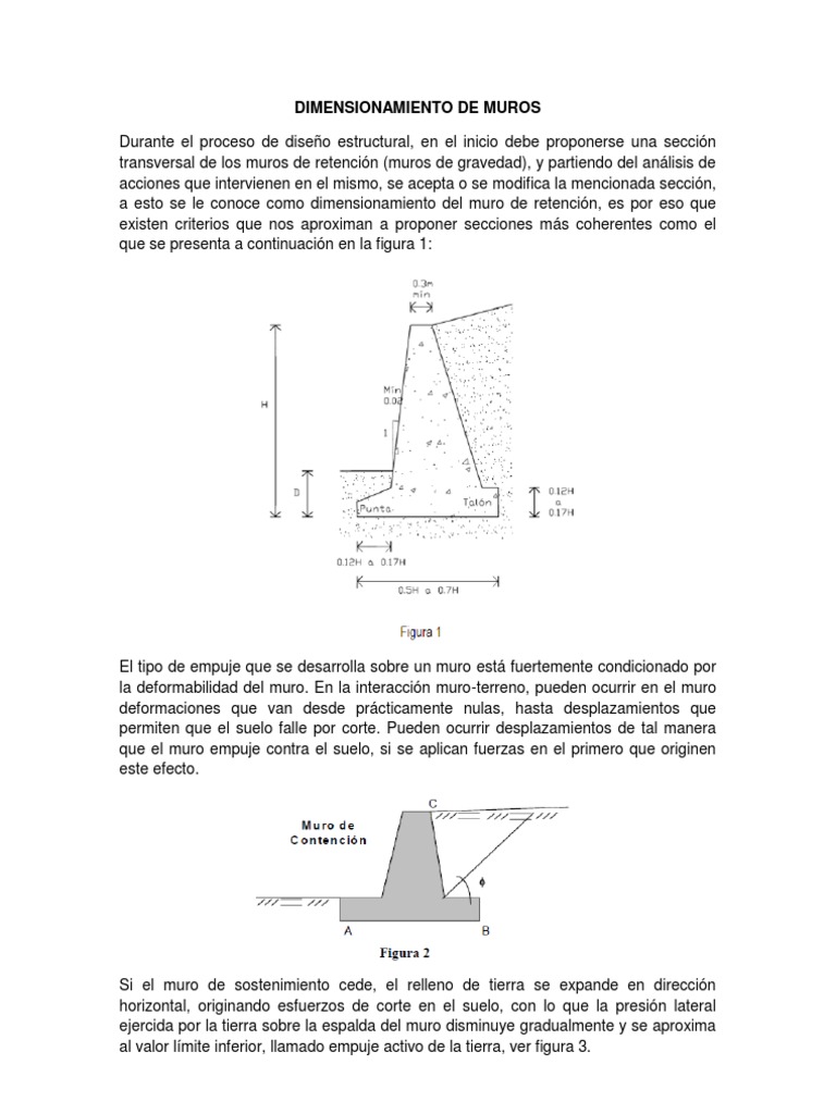 Dimensionamiento de Muros | PDF | Tierra | Suelo
