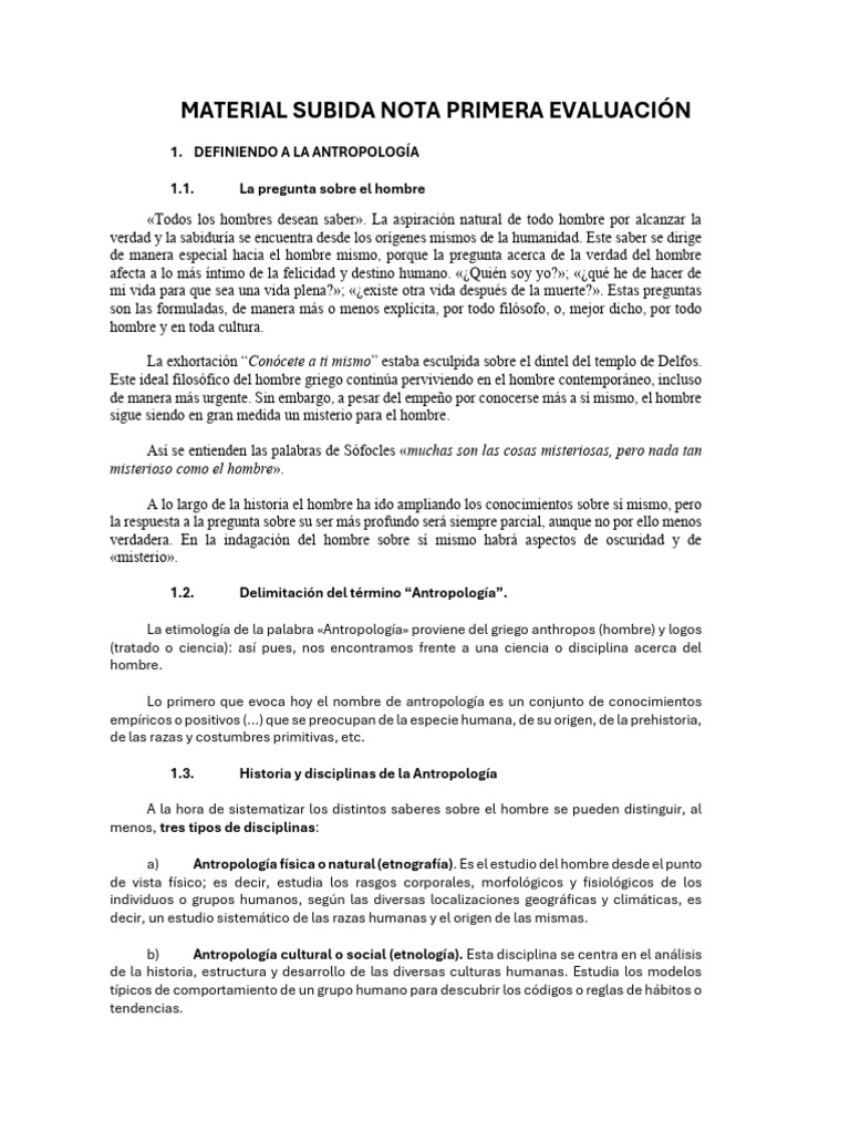 Material Subida Nota Primera Evaluación | PDF | Sociología | Socialización