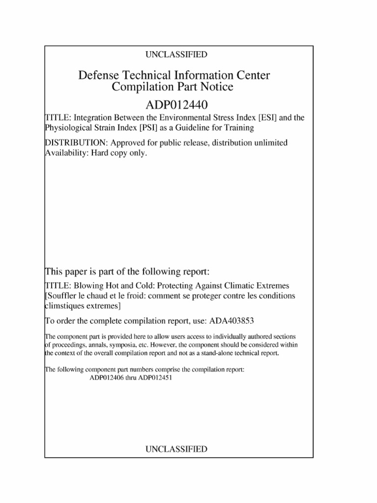 Integration Between The Environmental Stress Index (ESI) and | PDF ...