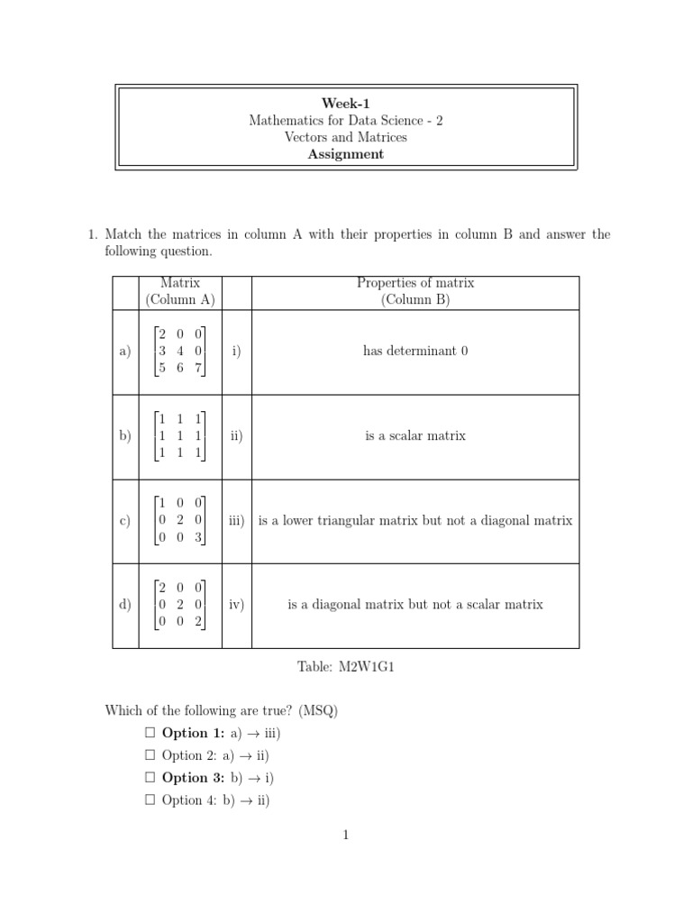 Maths 2 Ga | PDF | Matrix (Mathematics) | Determinant