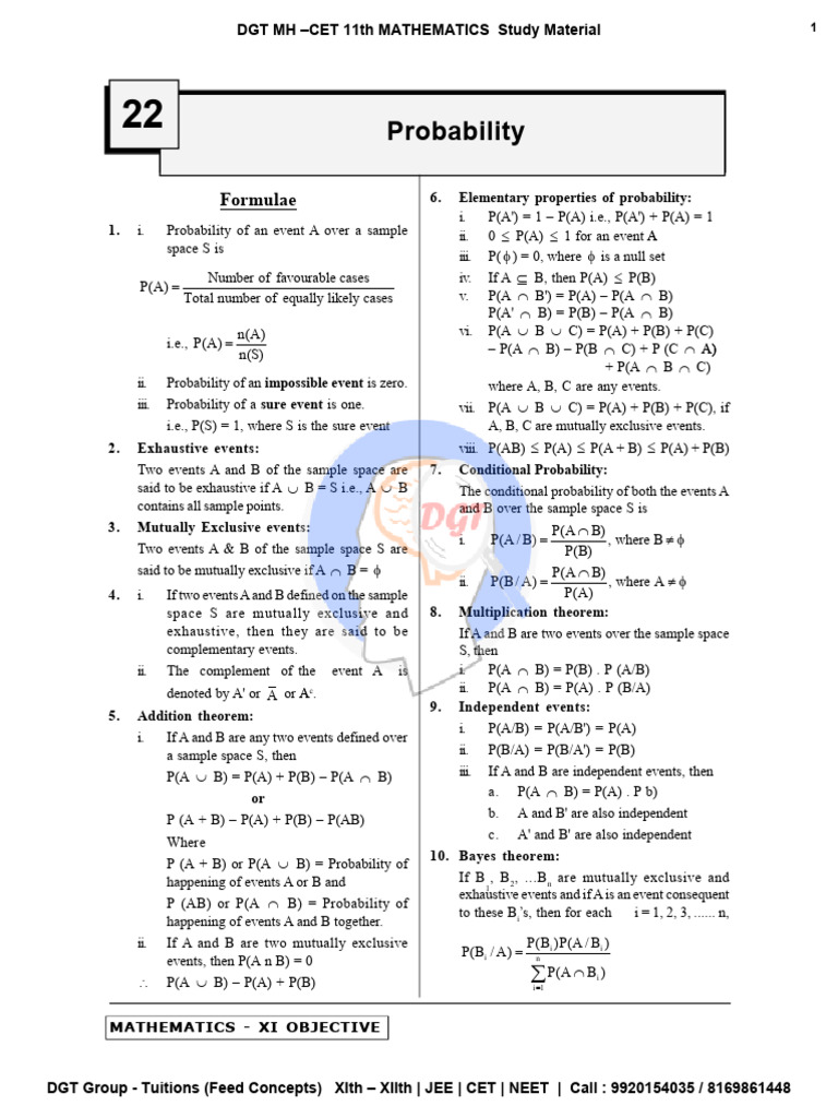 DGT Probability | PDF | Probability | Mathematical Concepts